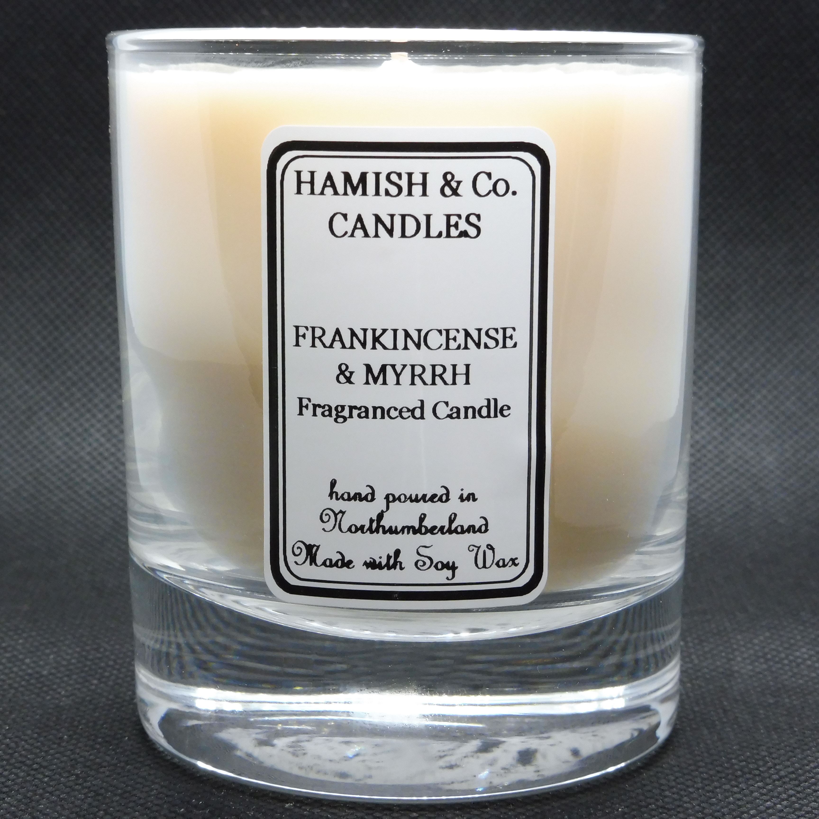 Frankincense & Myrrh fragranced Vegan Friendly Luxury Candle